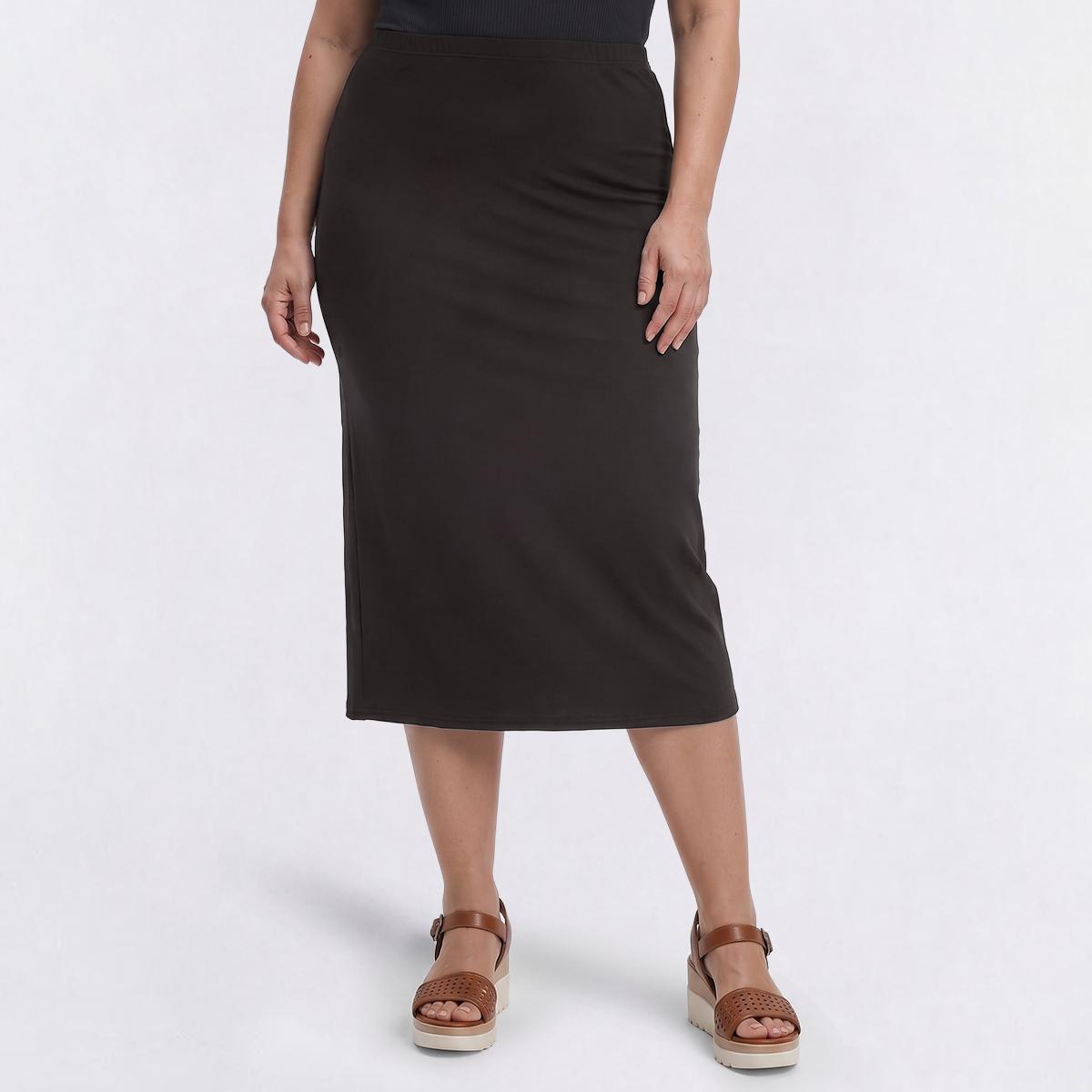 Click here for Juniors Plus Eye Candy Solid Midi Skirt prices